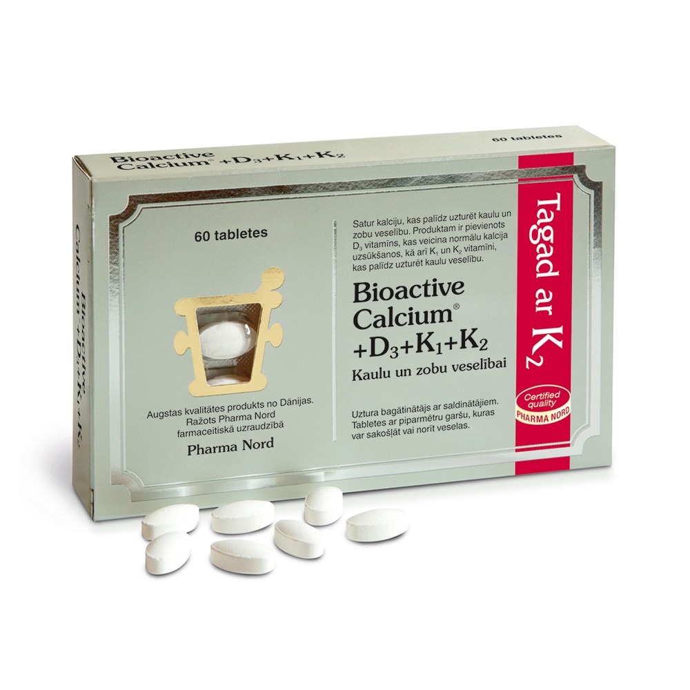 Bioactive Calcium+D3+K1+K2 tabletes N60 | BENU.LV