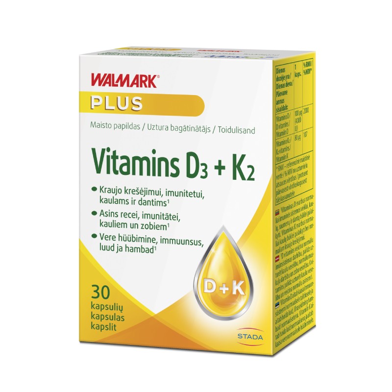 WALMARK D3 vitamīns 4000SV + K2 kapsulas N30 | BENU.